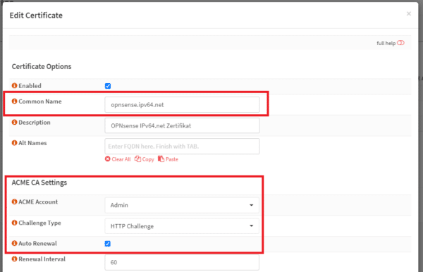 OPNsense - Let's Encrypt (ACME) sichere Zertifikate einrichten