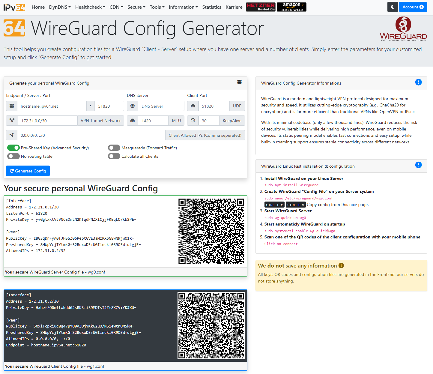 WireGuard config file example - Ein Beispiel mit allen Optionen