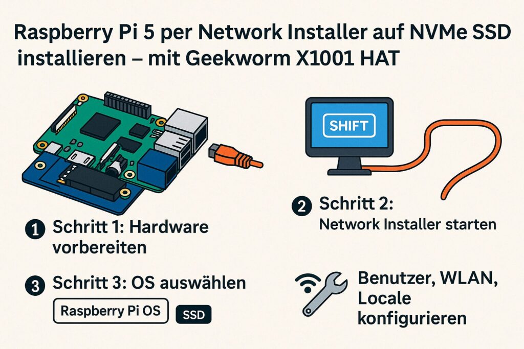 Raspberry Pi 5: NVMe SSD Installation über den Network Installer